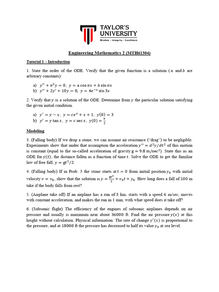 ODE Tutorial 1 | PDF