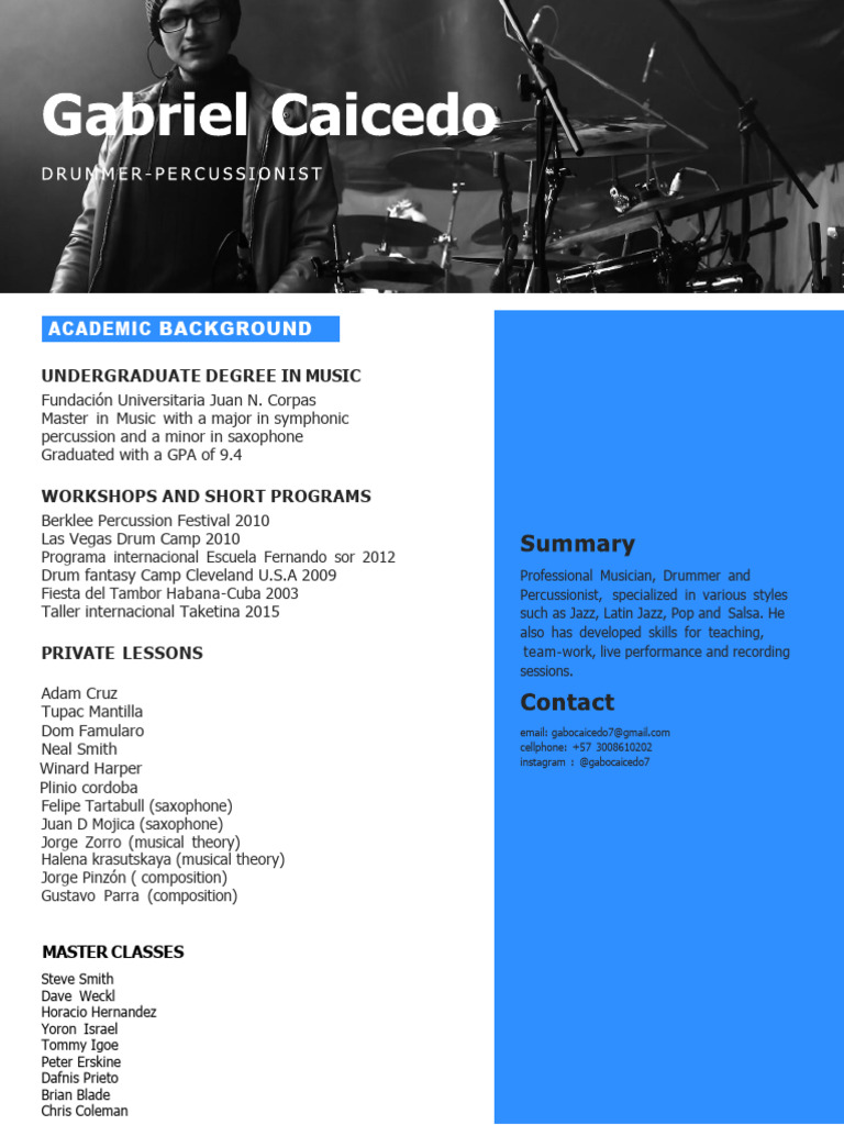 CV Gabriel Caicedo 2025 | PDF | Jazz