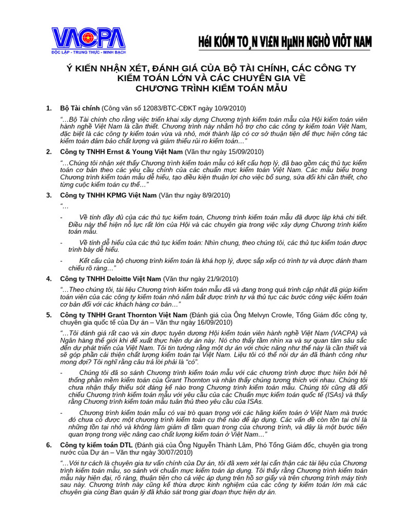 Nhan Xet Cua BTC Va Big 4 | PDF