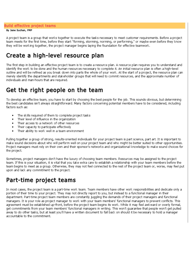 Build Effective Project Teams | PDF | Consensus Decision Making ...