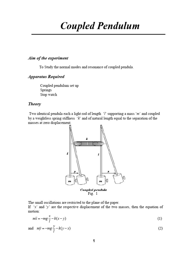 Coupled Pendulum Synopsis | PDF | Pendulum | Normal Mode