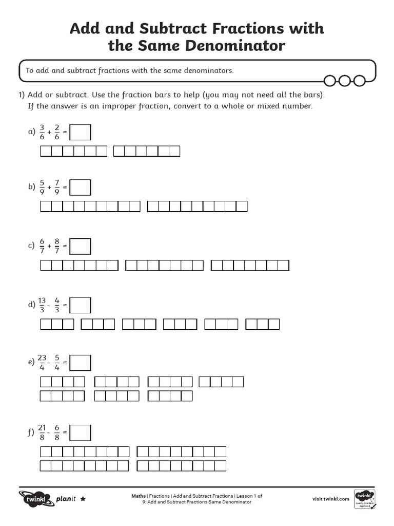 Adding & Subtracting Fractions | PDF | Mathematical Concepts | Mathematical Objects
