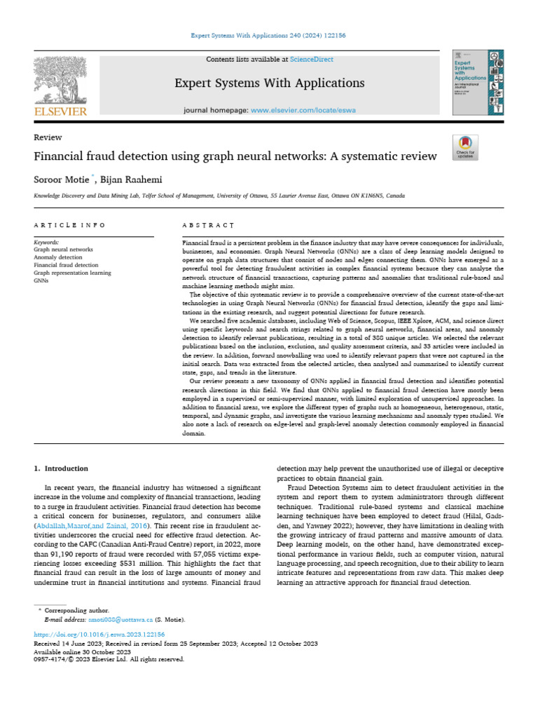 Financial Fraud Detection Using Graph Neural Networks - A Systematic ...
