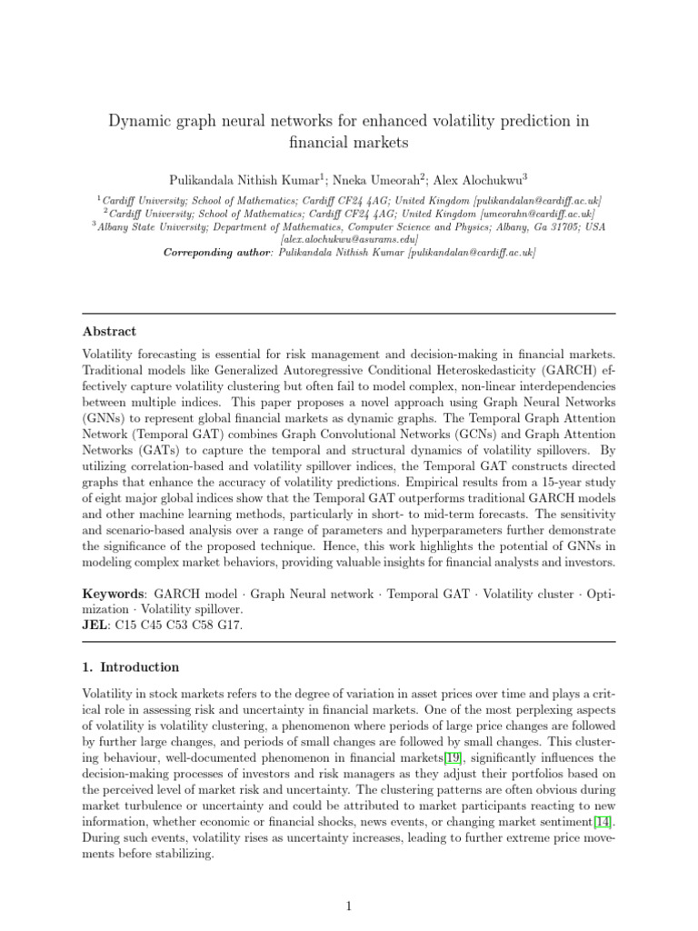 Dynamic Graph Neural Networks For Enhanced Volatility Prediction in Financial Markets | PDF ...