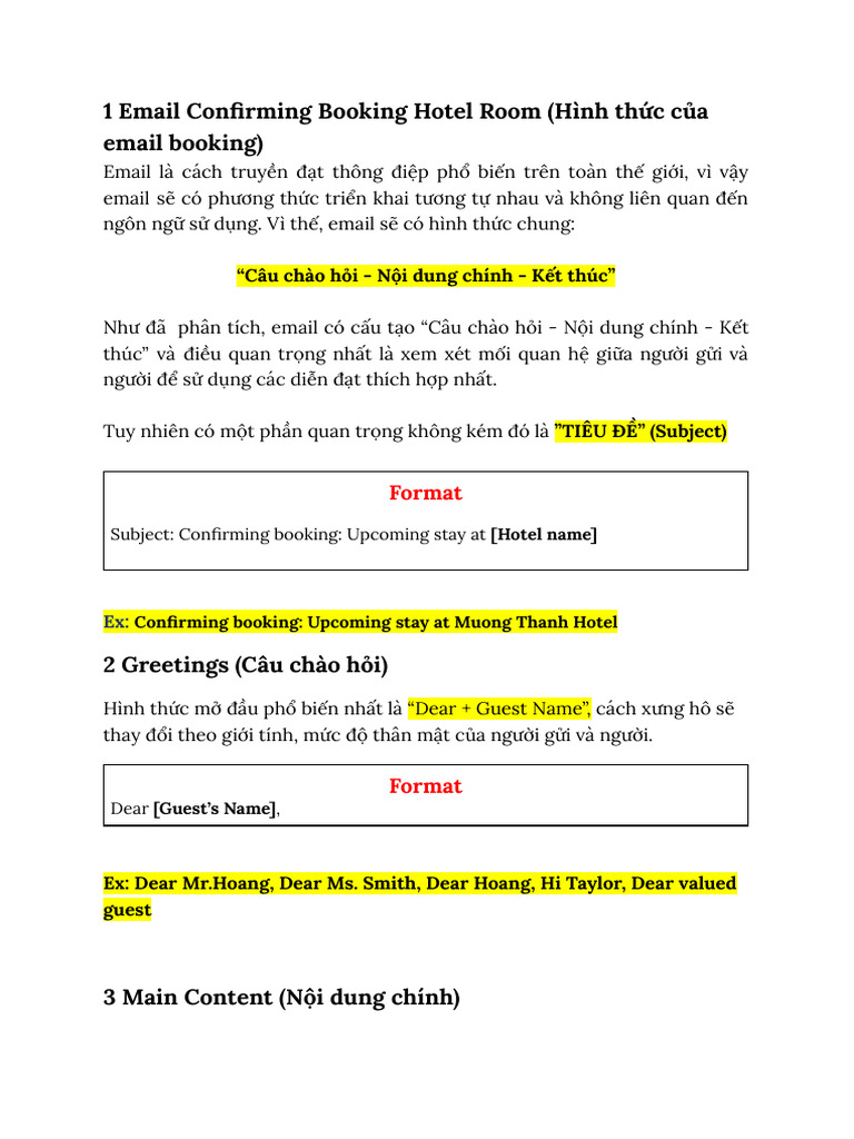 (TEACHING At) Email Confirming Booking Form | PDF