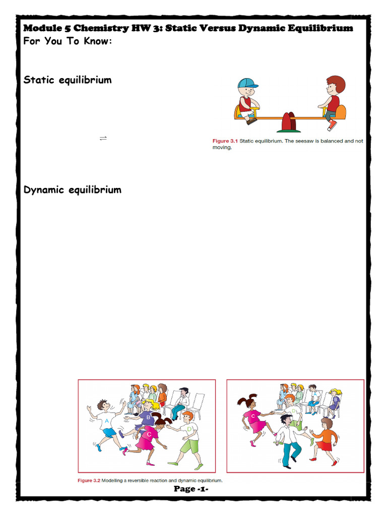 M5 Chemistry Homework 3 - Static Versus Dynamic Equilibrium | PDF | Chemical Equilibrium ...