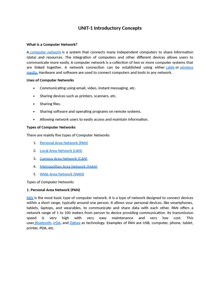UNIT 1 CN | PDF | Osi Model | Computer Network