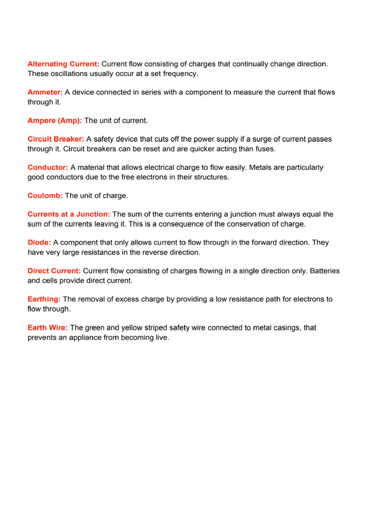 Unit 2 - Electricity Notes | PDF