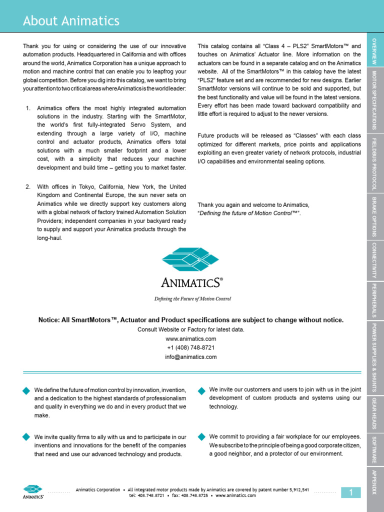 Animatics Catalog 2009 | PDF | Electric Motor | Power Supply