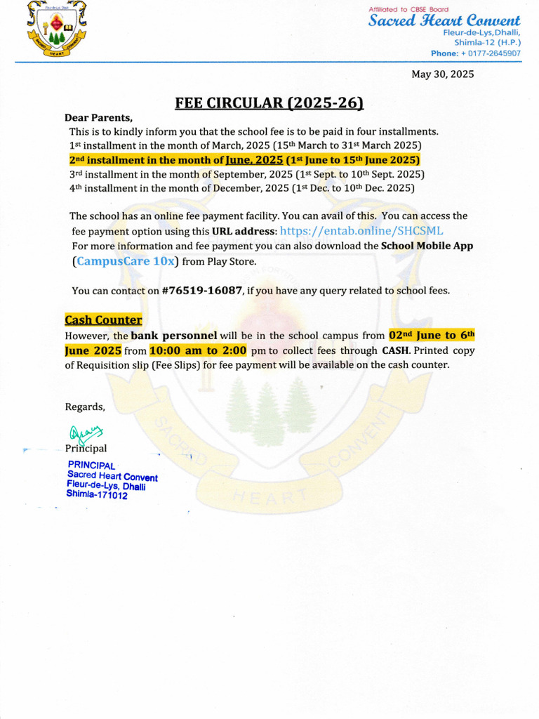 Fee-circular 2nd Installment2025 | PDF