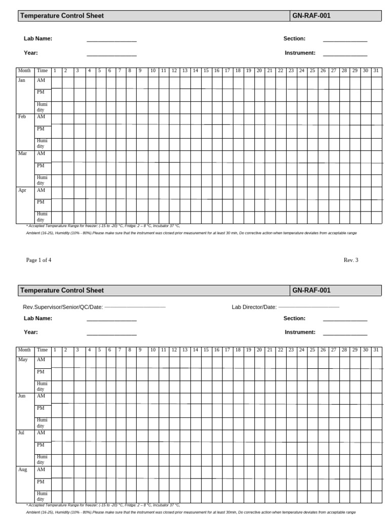 GN-RAF-001 Temp Control Sheet | PDF | Engineering Thermodynamics | Thermodynamics