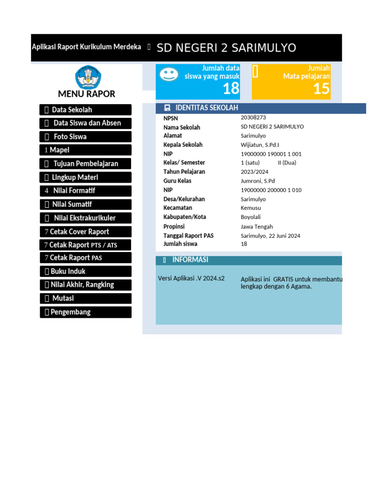 Rapor Kelas 1 SMT 2 Kur Merdeka v2024.s2.2 | PDF