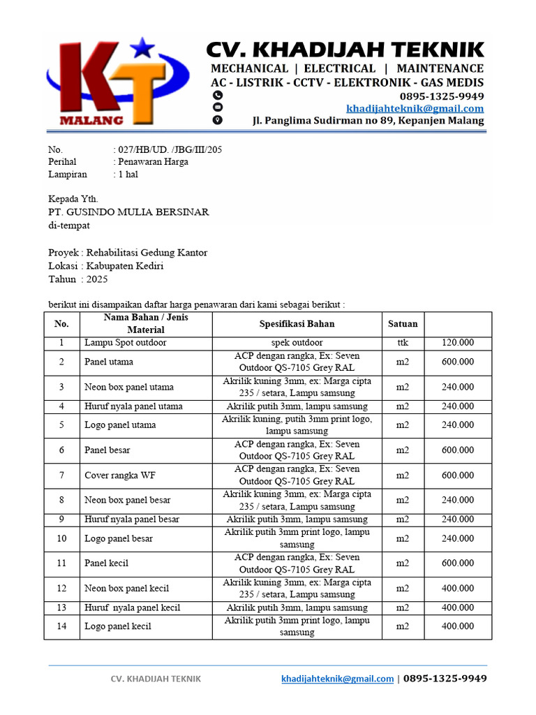 SPH Gusindo Elektrikal | PDF