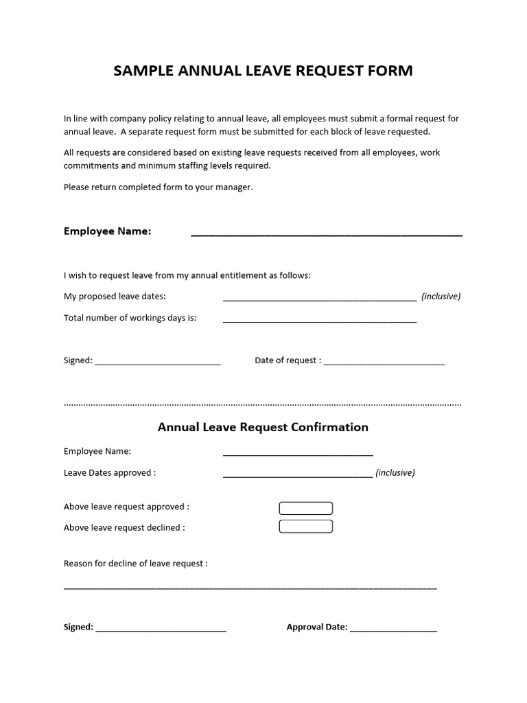 Annual Leave Request Form | PDF