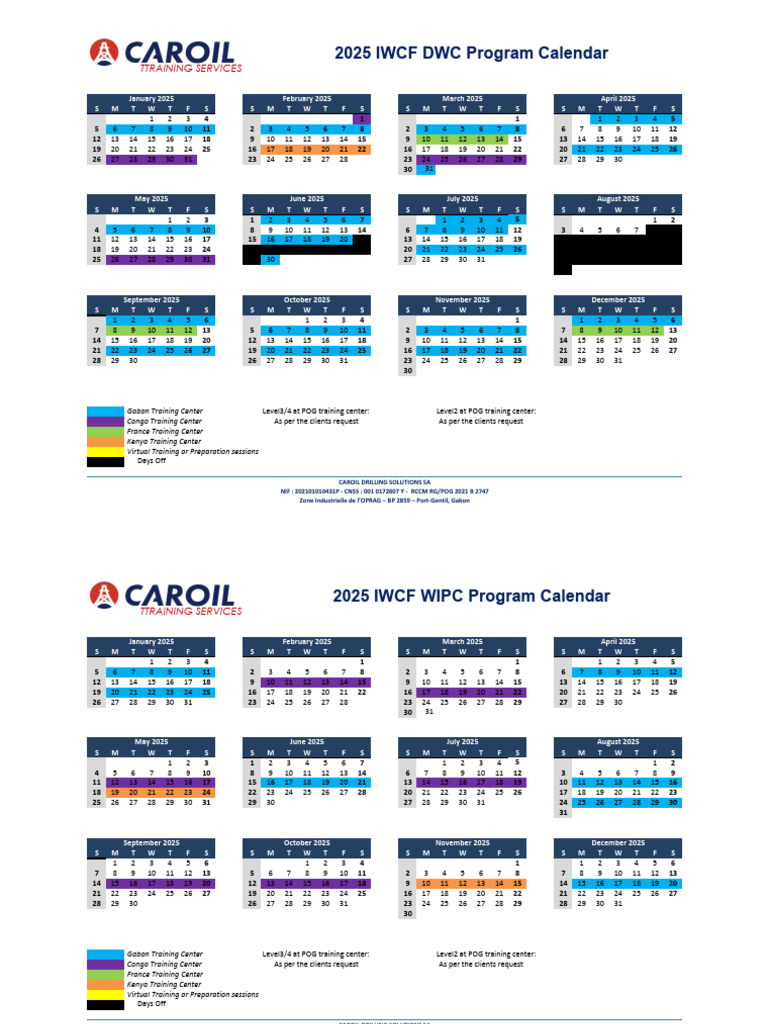 IWCF Training Calendar | PDF