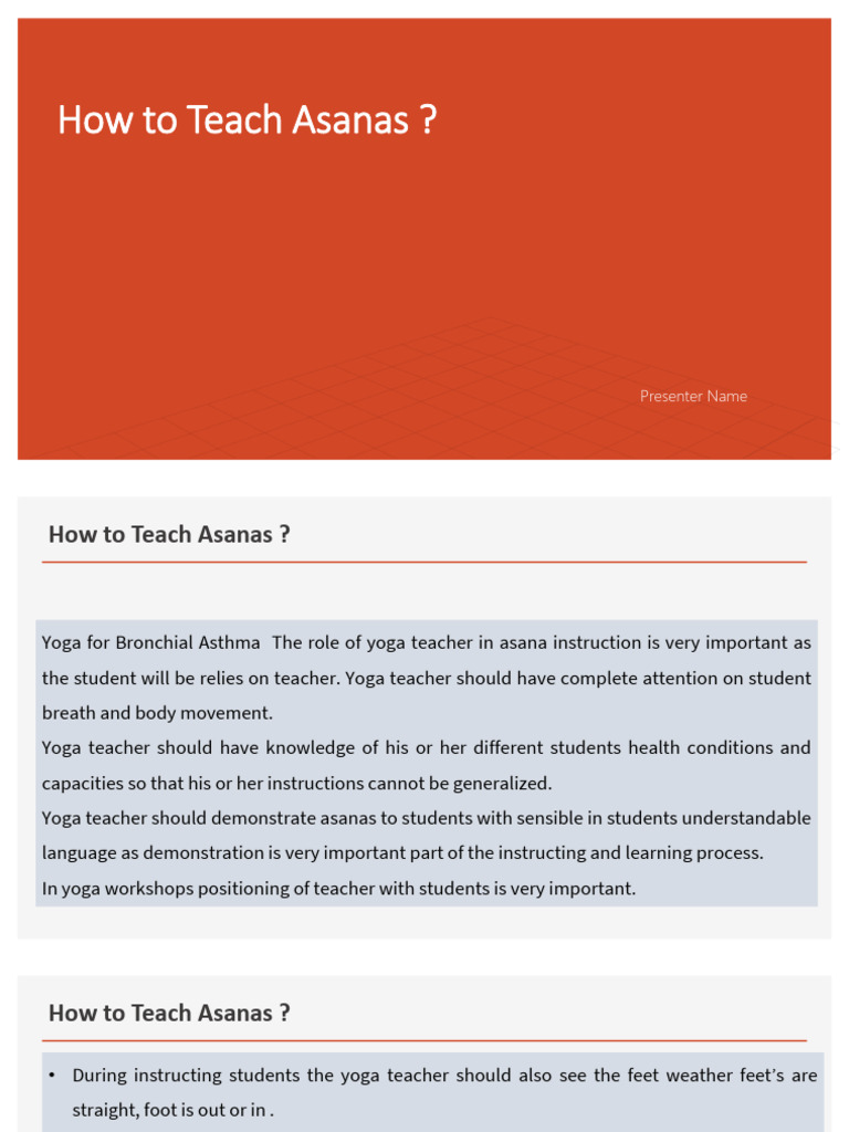 How To Teach Asanas | PDF