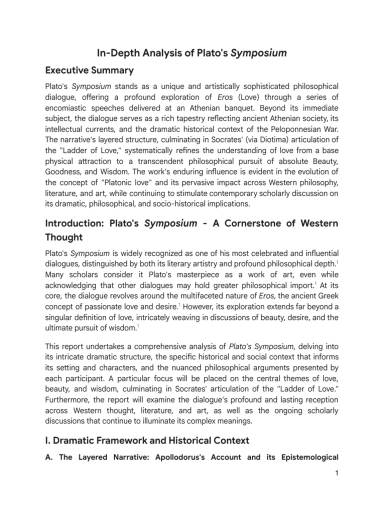 Plato's Symposium - In-Depth Analysis | PDF | Symposium (Plato) | Socrates