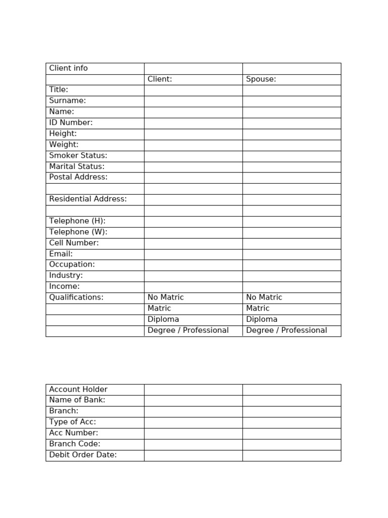 Client Info Template | PDF