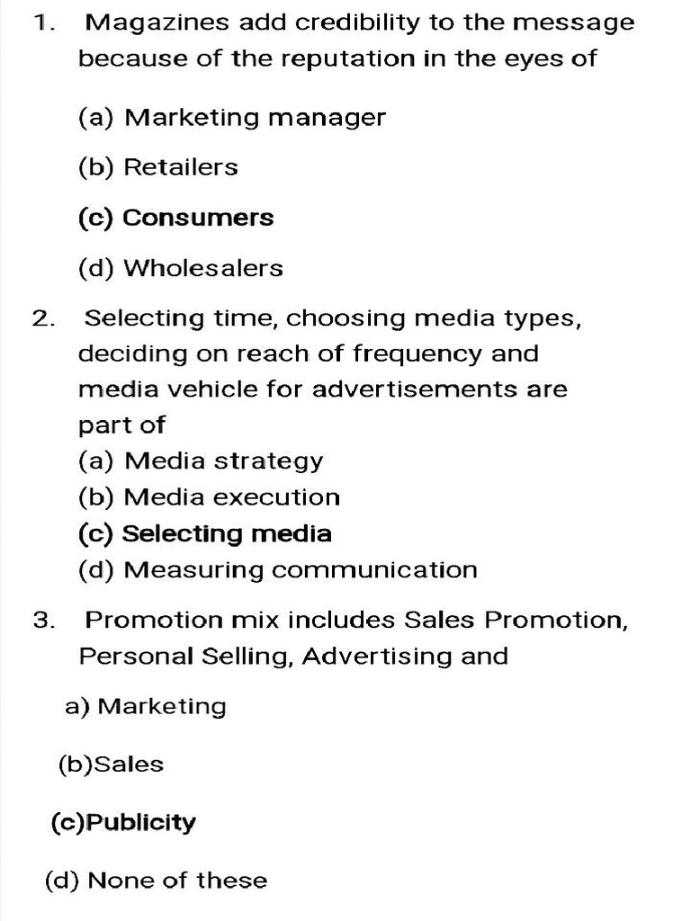 Selling & Advertising B.com 2nd Sem Important Mcqs | PDF