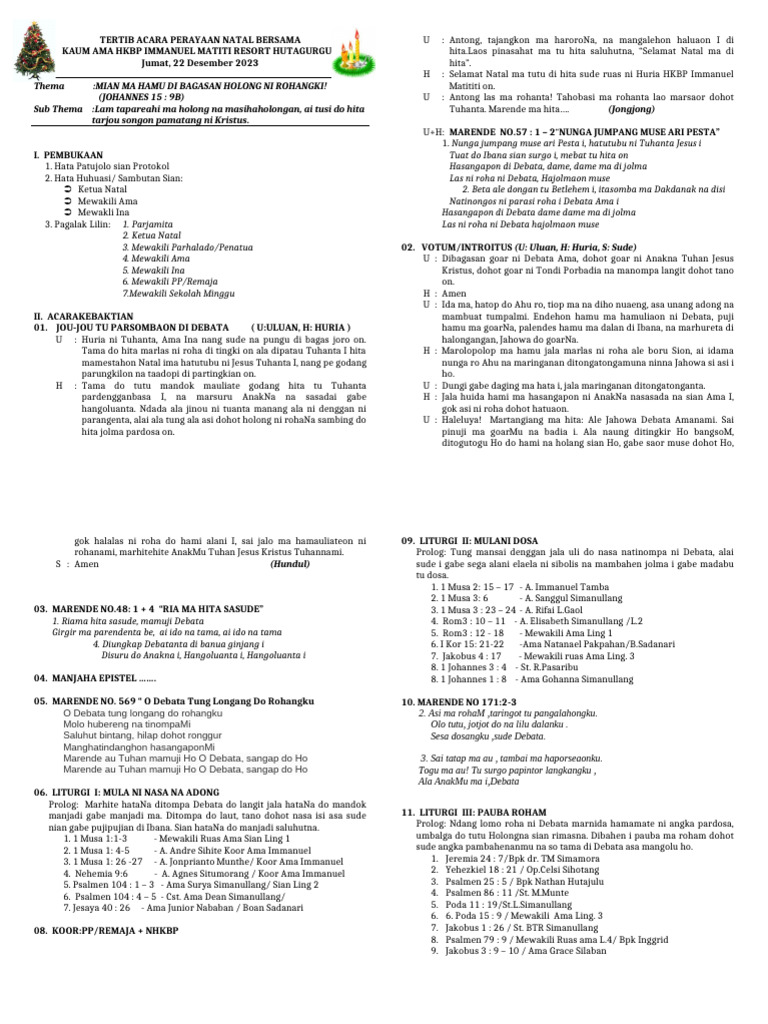 Tertib - Acara - Perayaan - Kaum Ama HKBP Immanuel Matiti | PDF