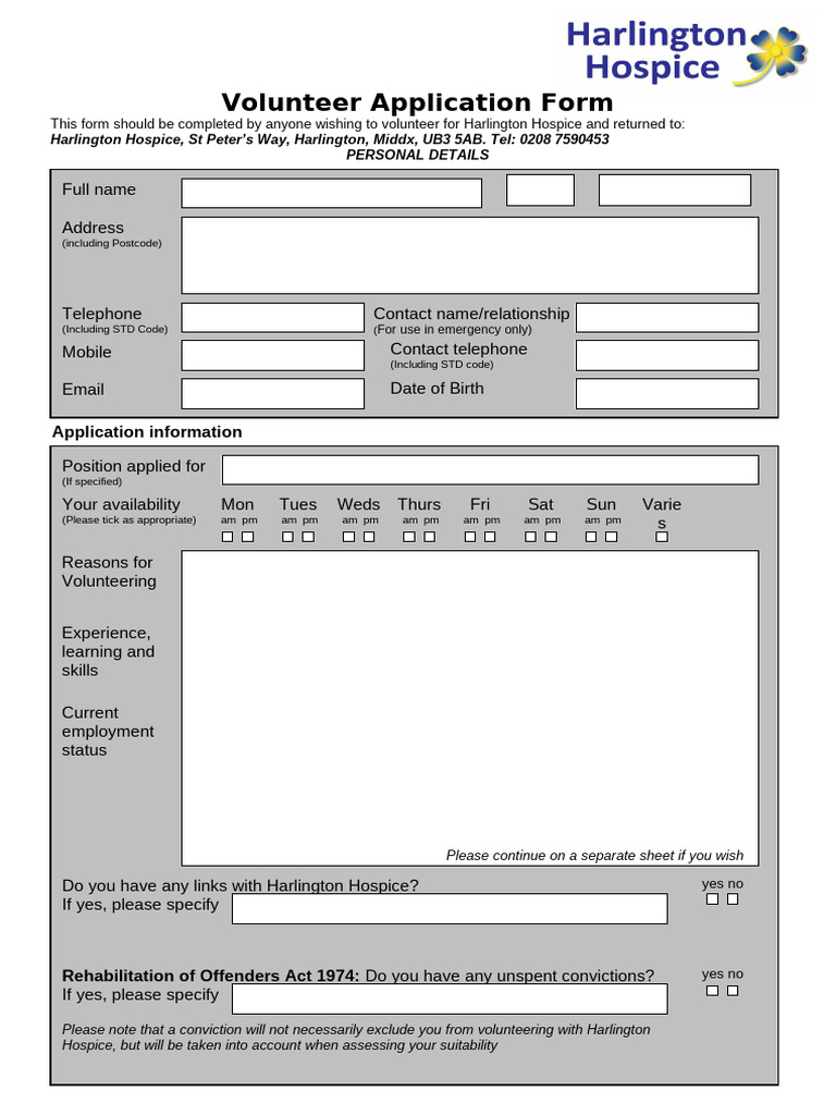 Volunteer Application Form Aug 2018 | PDF | Justice | Crime & Violence