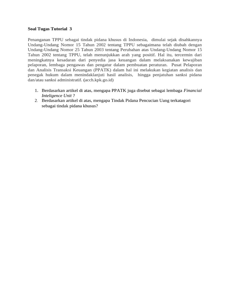 Soal Tugas Tutorial 3 HKUM4308.2025 | PDF | Bisnis