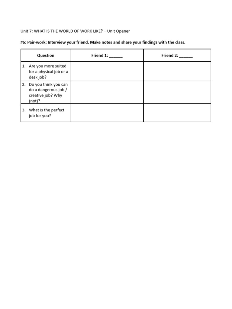 YLS5 U7 Unit Opener Handout | PDF