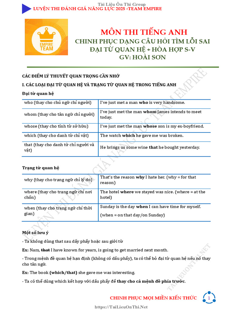 (6.4) Tieng Anh - Buoi 5 Chinh Phuc Dang Cau Hoi Tim Loi Sai Dai Tu Quan He Hoa Hop S-V.pdf ...