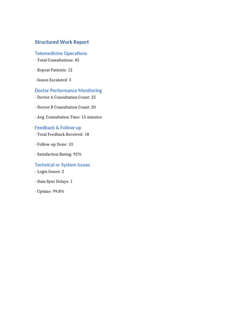 Structured Work Report | PDF
