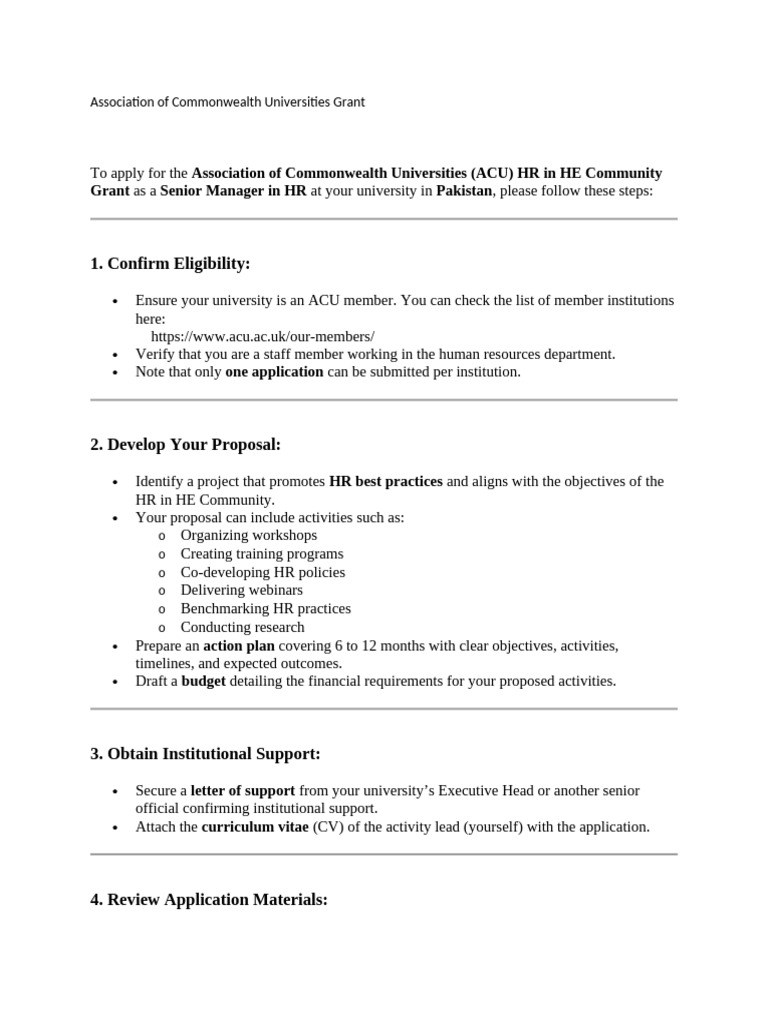 ACU HR Grant Application Guide | PDF | Educational Technology | Policy