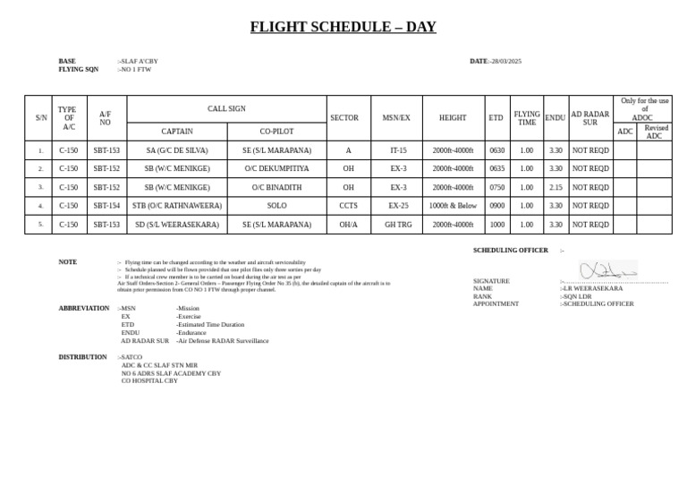 Flight Schedule 28.03.2025 | PDF | Aviation | Aviation Safety