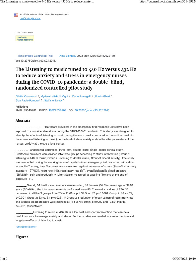 The Listening To Music Tuned To 440 HZ Versus 432 HZ To Reduce Anxiety ...