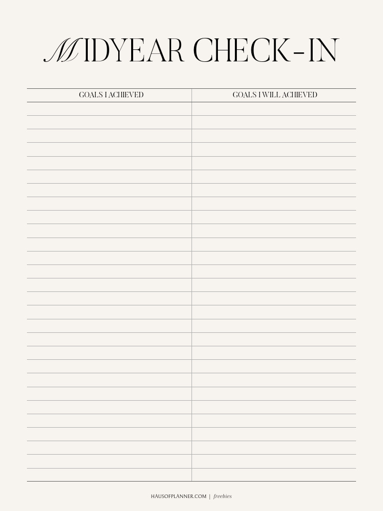 Midyear Check-In Sheet by Haus of Planner | PDF