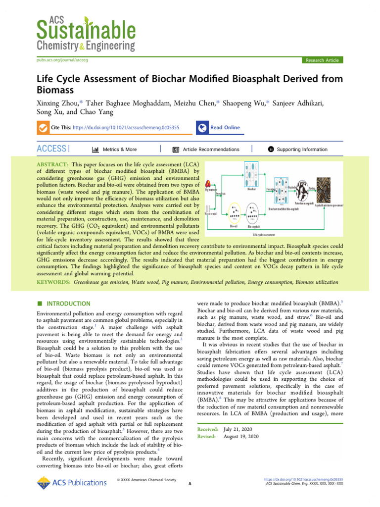 10 1021@acssuschemeng 0c05355 | PDF | Life Cycle Assessment | Pyrolysis