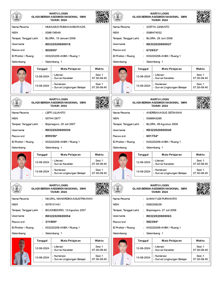Kartu Simulasi Asesmen Nasional - Tahun 2024 | PDF
