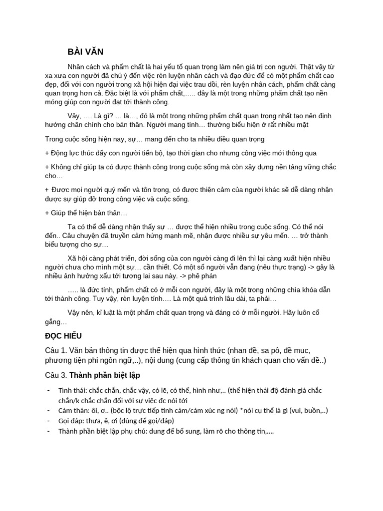 Văn cuối hkII | PDF