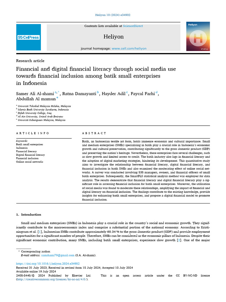 Financial and Digital Financial Literacy Through Social Media Use | PDF ...
