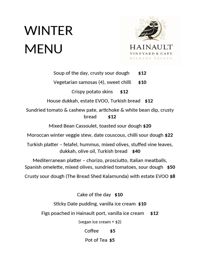 2024 Winter Menu | PDF