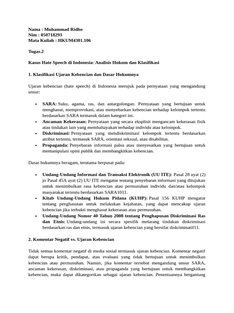 Tugas 2 HKUM4301.106 - (Muhammad Ridho) | PDF