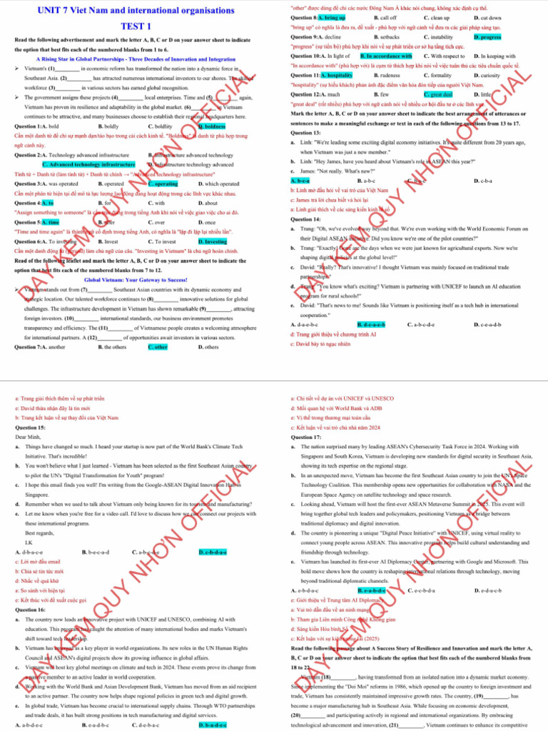 Test 1 U7 Key | PDF