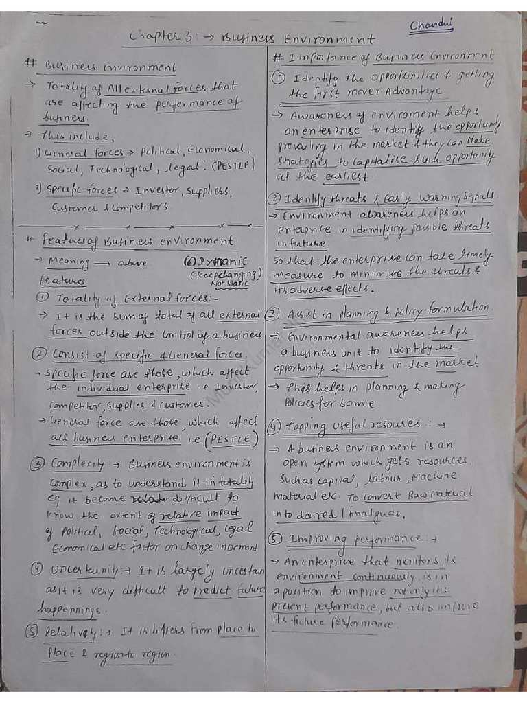 Business Environment CLASS 12 CBSE NCERT NOTES BST! | PDF