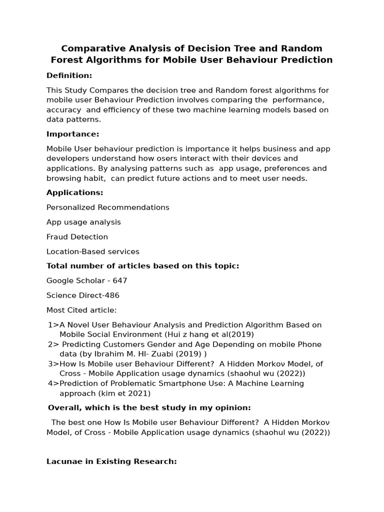 Comparative Analysis of Decision Tree and Random Forest Algorithms For ...
