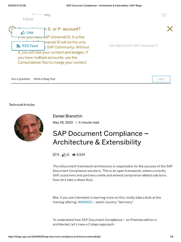 SAP Document Compliance - Architecture & Extensibility | PDF