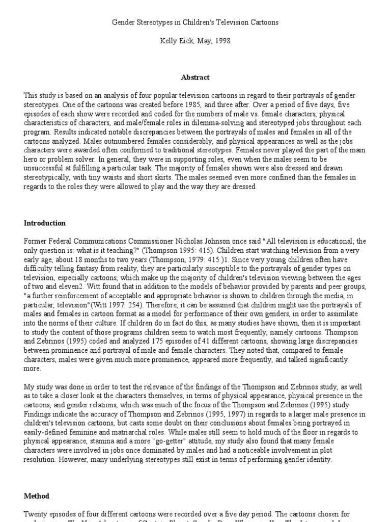 Gender Stereotypes in Children TV Cartoons | PDF | Gender Role | Scooby Doo