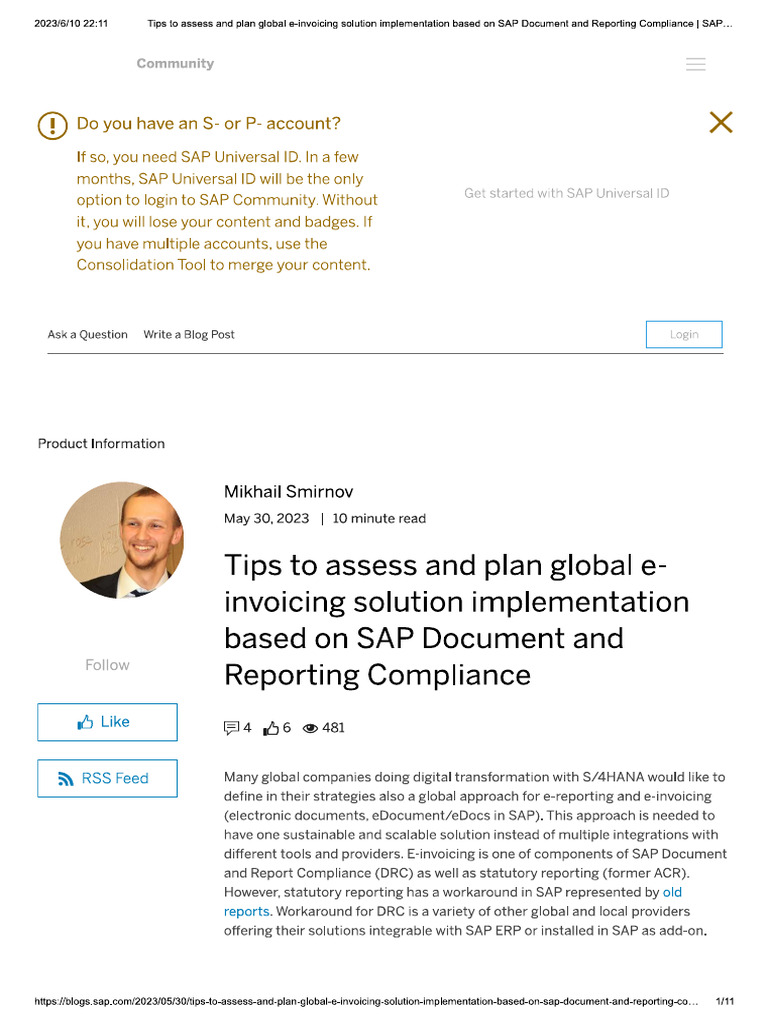 Global E-Invoicing Solution Implementation Based On SAP Document and ...