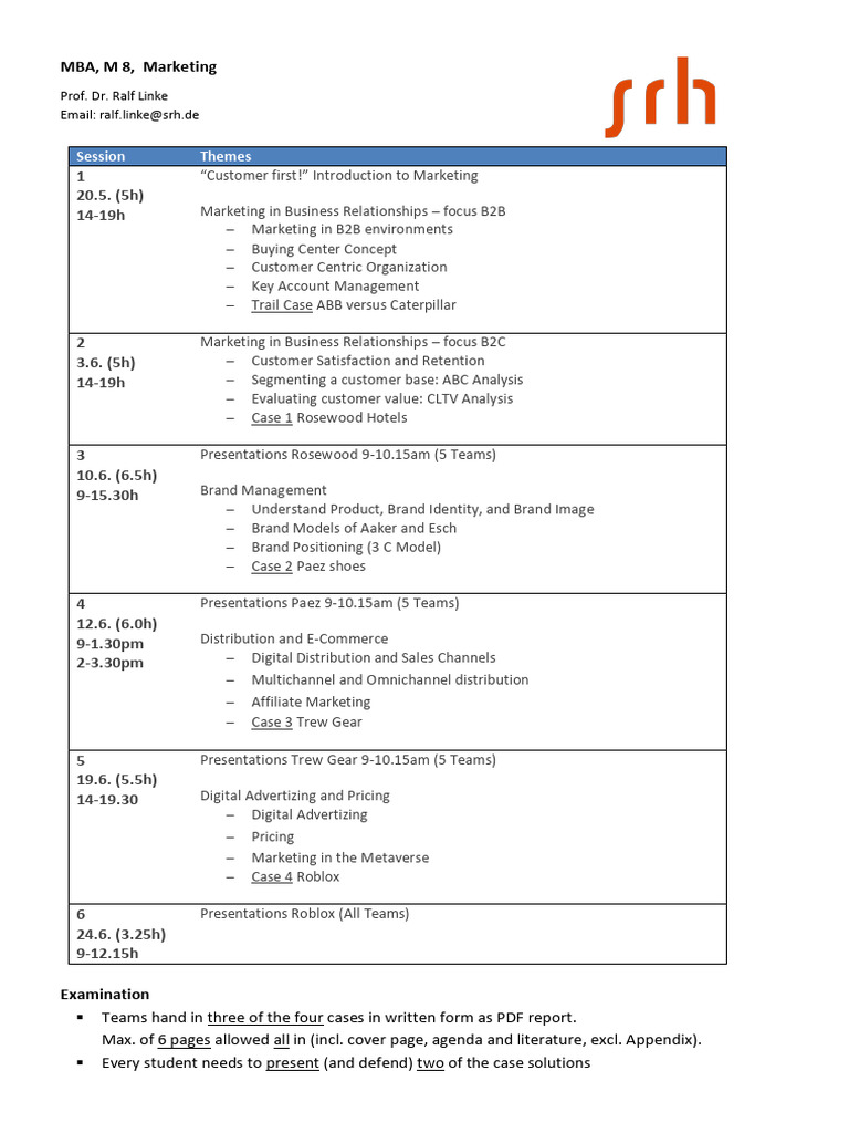 Syllabus MBA Marketing M8 SS25 | PDF | Marketing | Human Communication