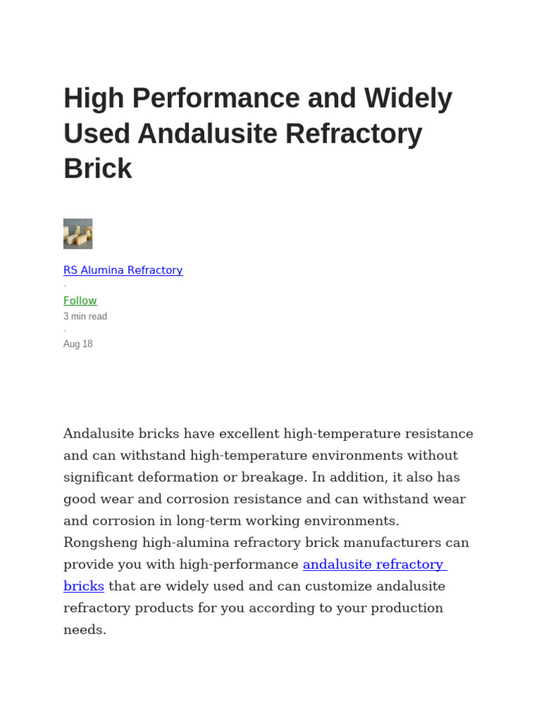 High Performance and Widely Used Andalusite Refractory Brick | PDF ...