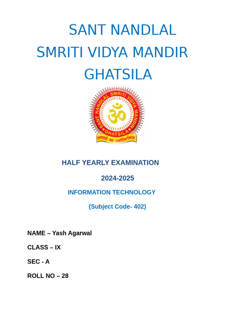 Class 9 Project Header | PDF