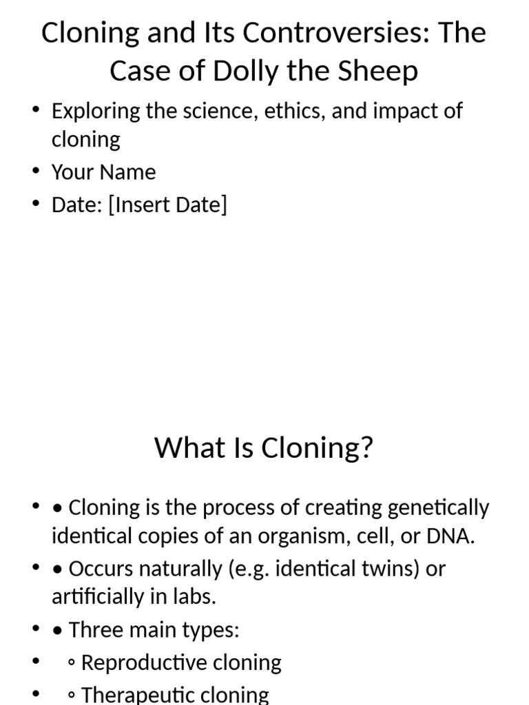 Cloning and Dolly The Sheep Presentation | PDF | Cloning | Biological Processes