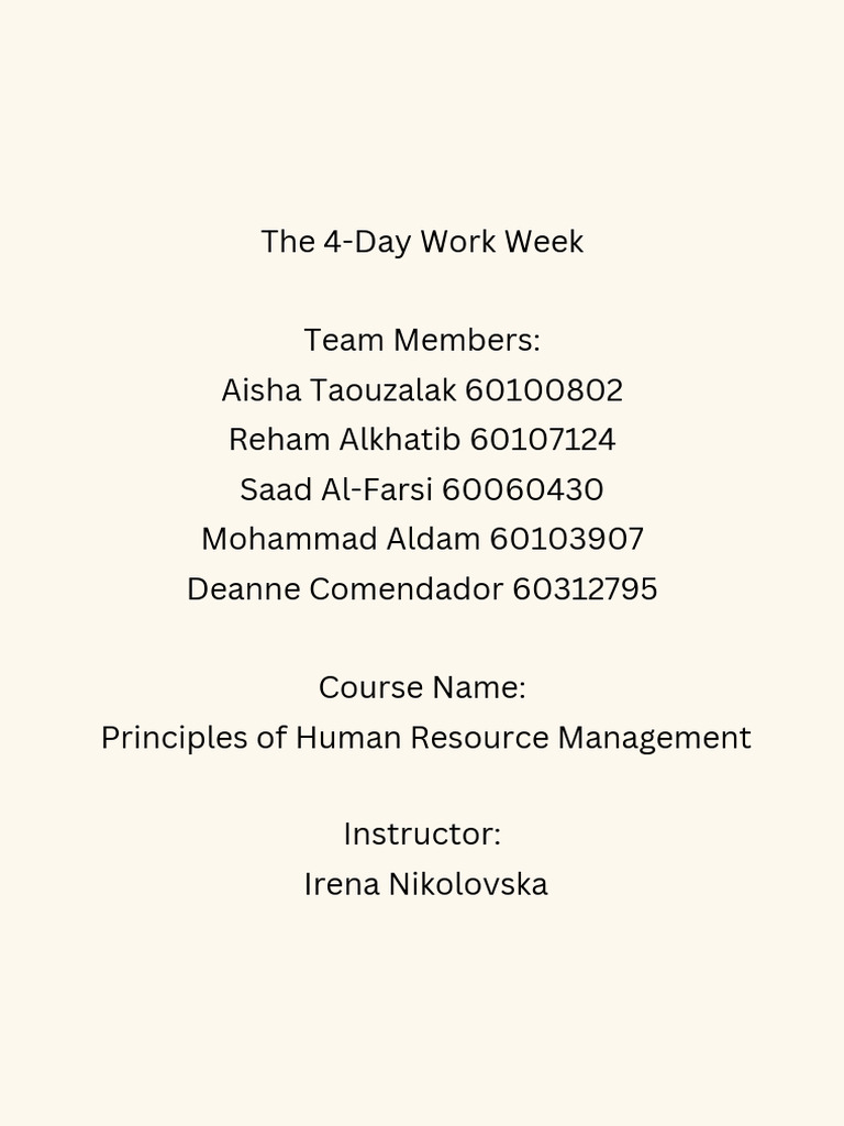 Benefits of the 4-Day Work Week | PDF | Business | Labor Relations